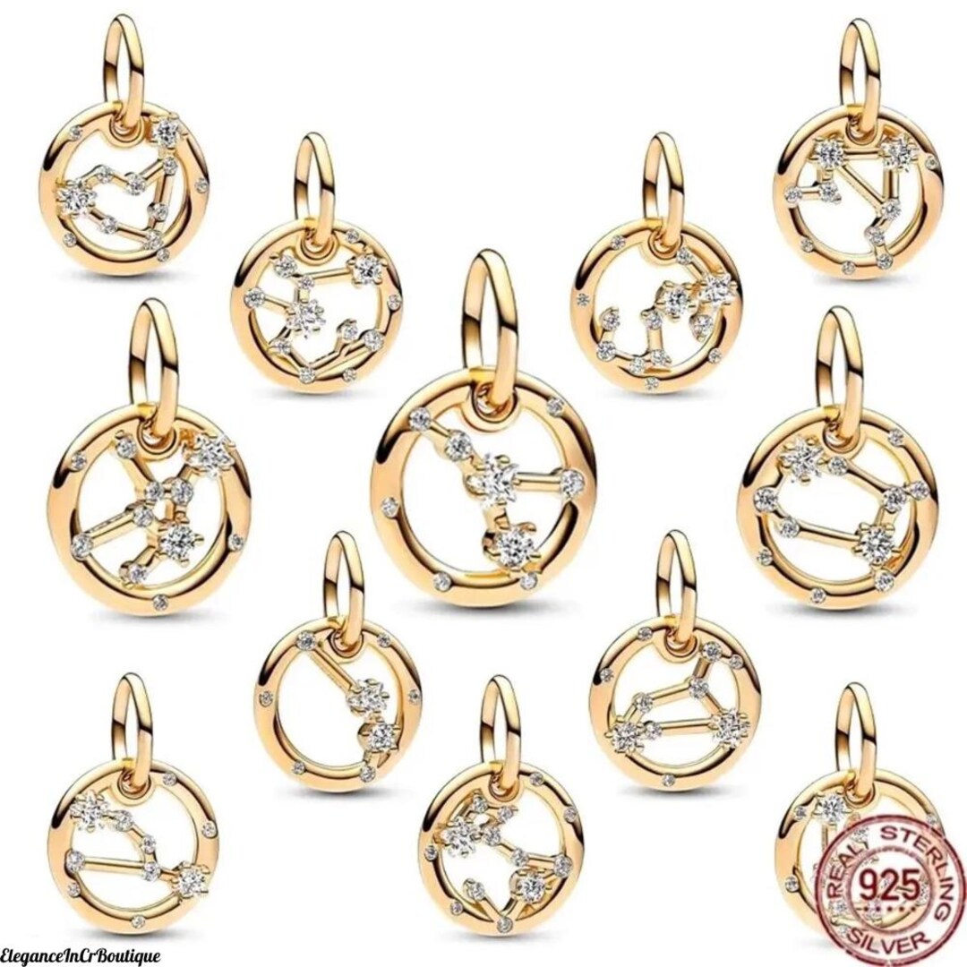 Zodiac Sign Charm | 18k Gold Plated Sterling Silver Pandora Compatible ...