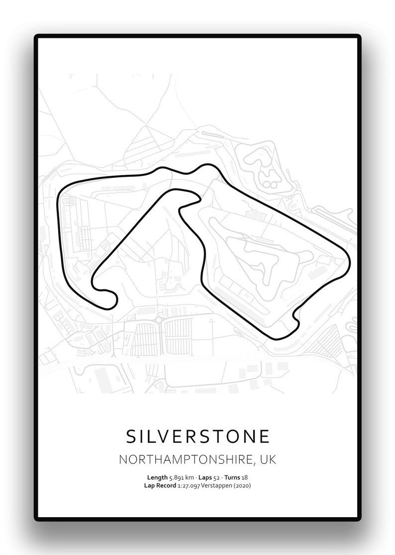Silverstone Circuit Formula 1 Race Track Minimalistic Poster 20x30in - Etsy