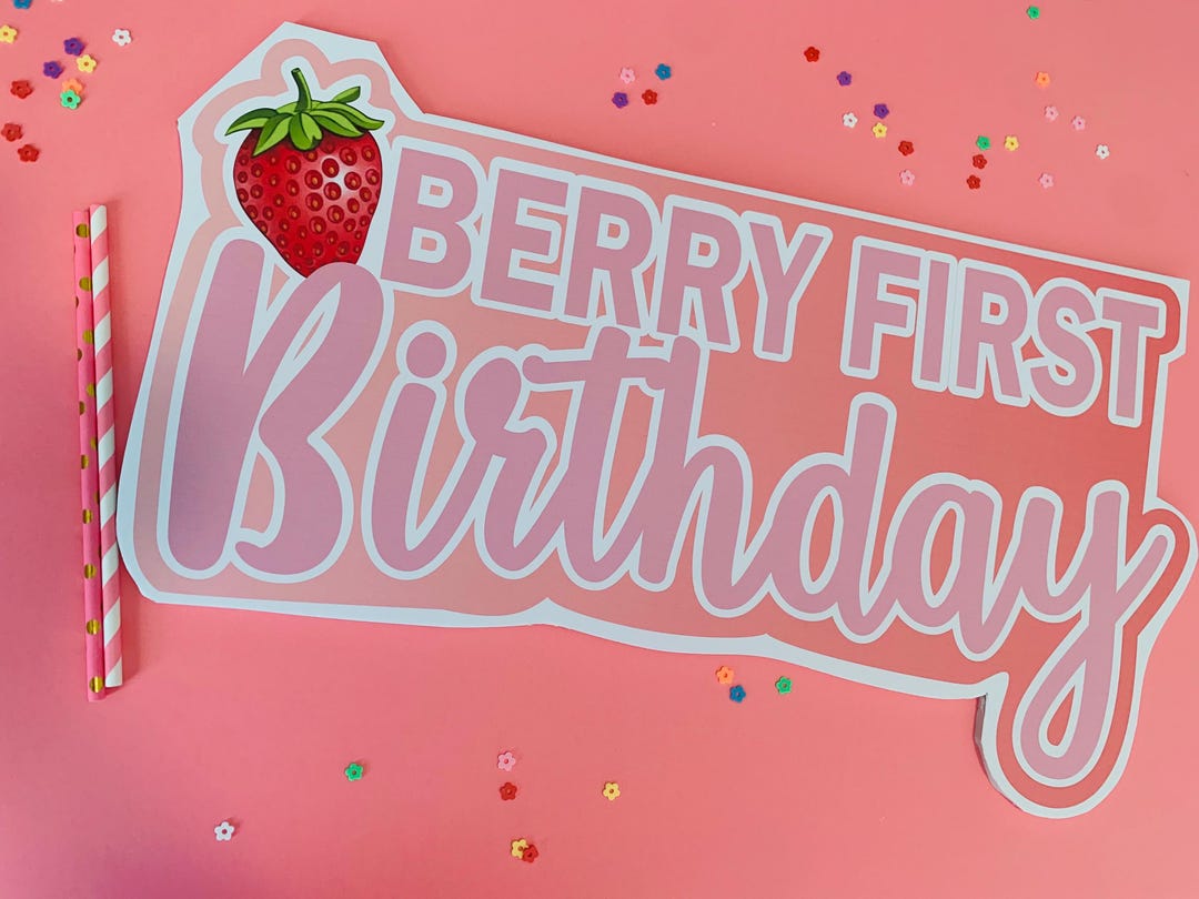 Berry Firsts Birthday Decorations, Strawberry Berry Shortcake Cutouts ...
