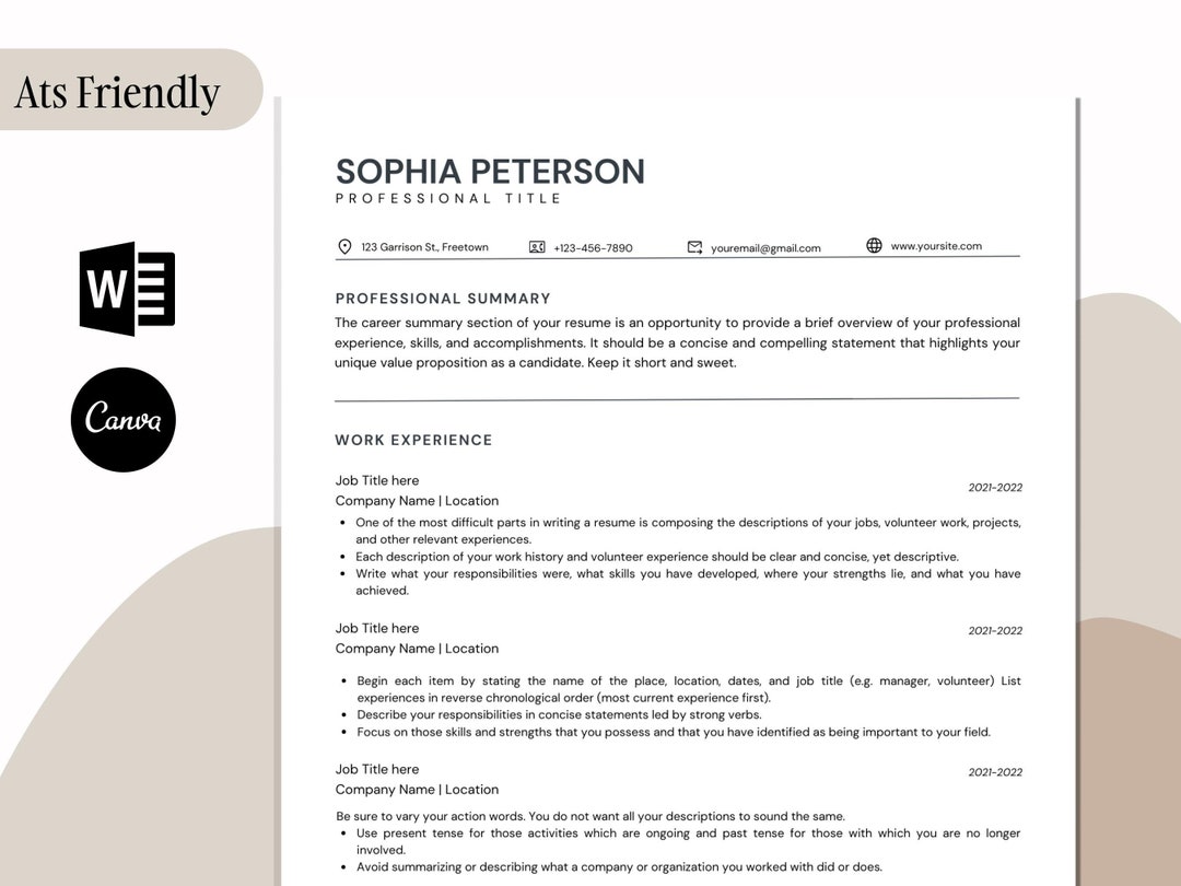 ATS Optimized Resume Template | Downloadable and Editable | MS Word and ...
