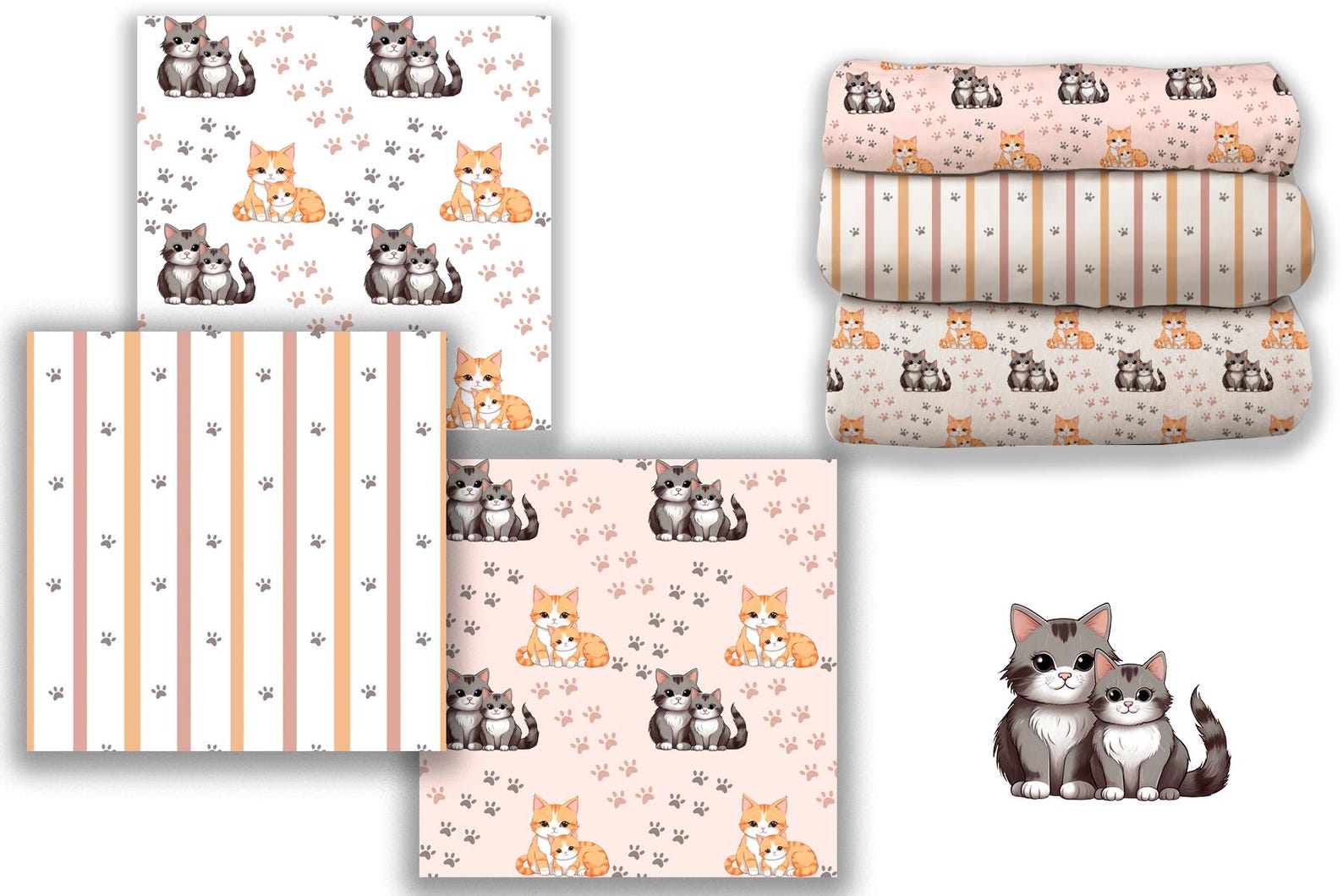 Digital Paper Cat and Kitten - Commercial Use - Scrapbooking Paper ...