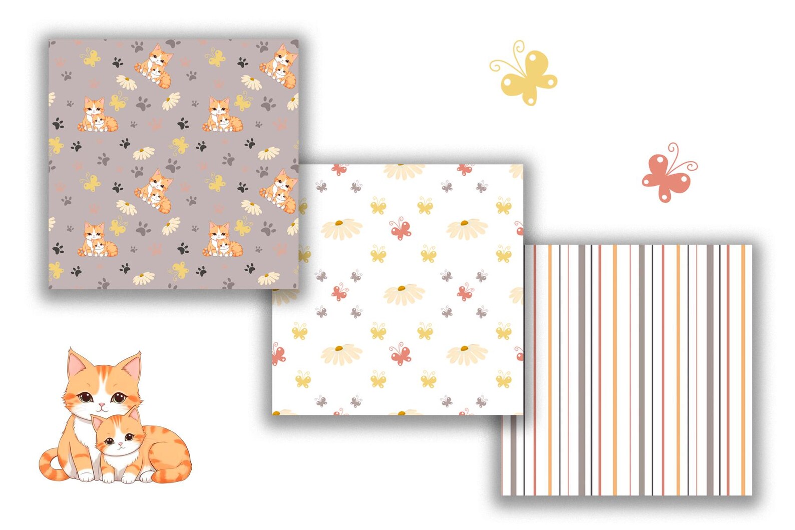 Digital Paper Cat and Kitten - Commercial Use - Scrapbooking Paper ...