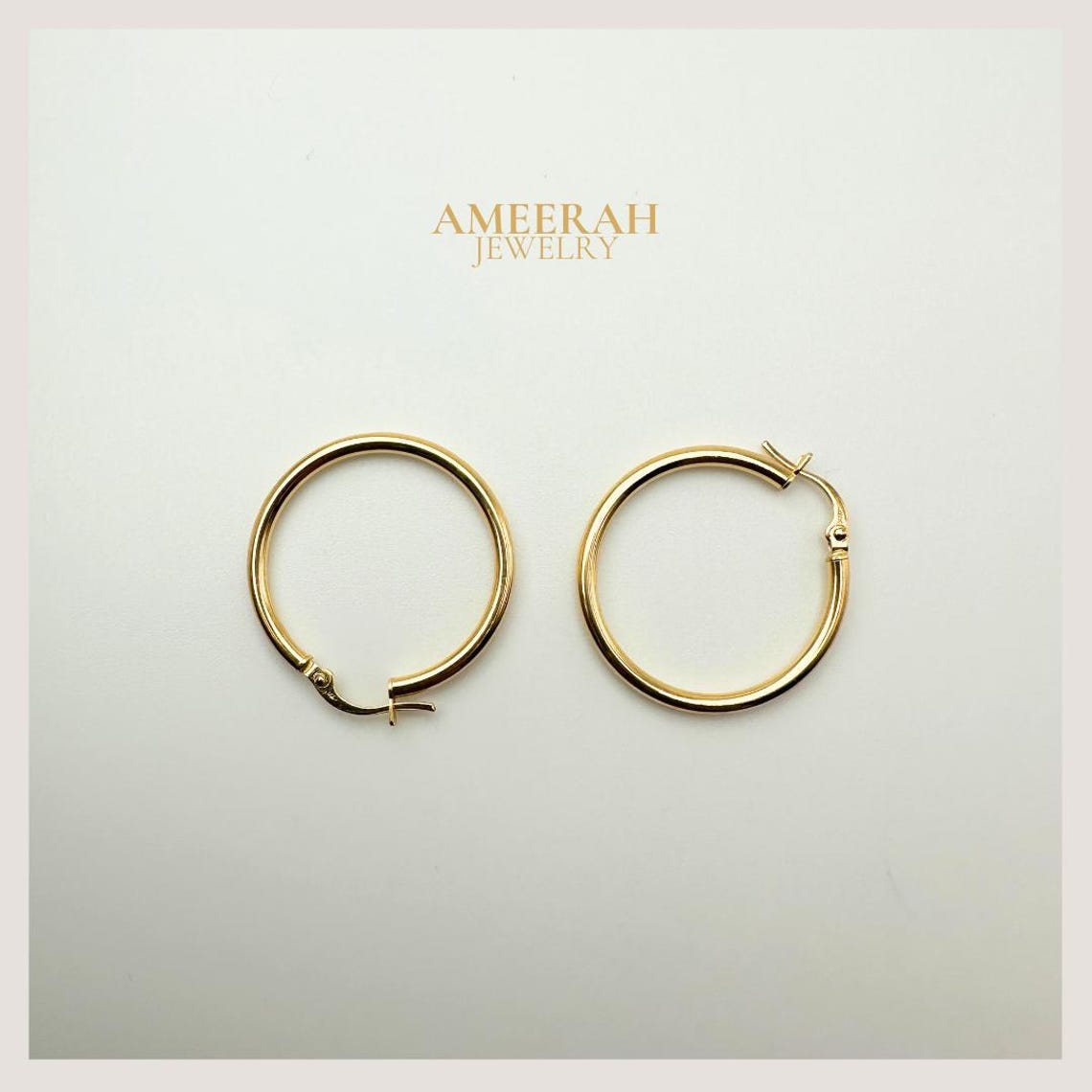 Hoop Earrings 18k Solid Yellow Gold Loop Earrings - Etsy