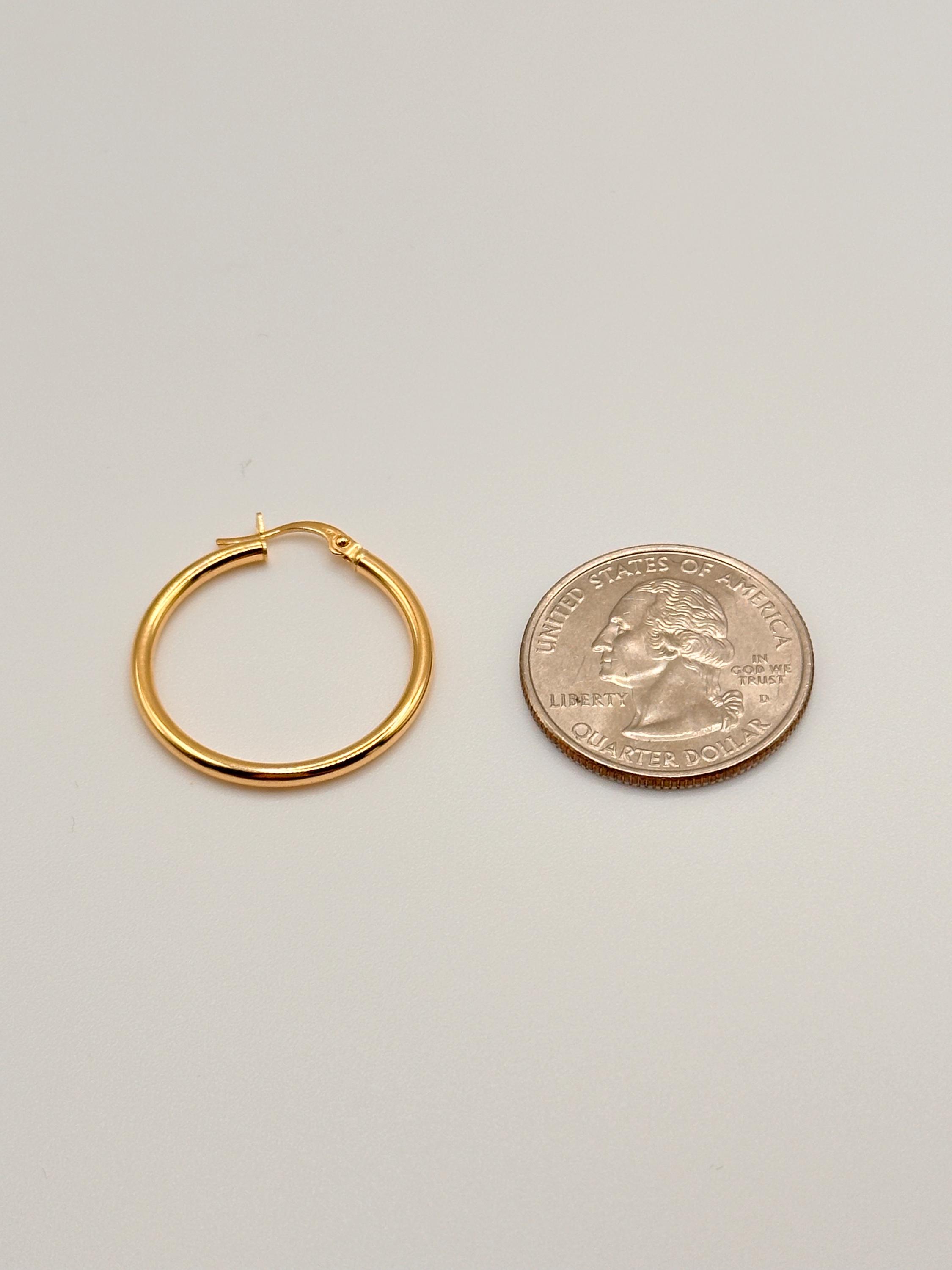 Hoop Earrings 18k Solid Yellow Gold Loop Earrings - Etsy