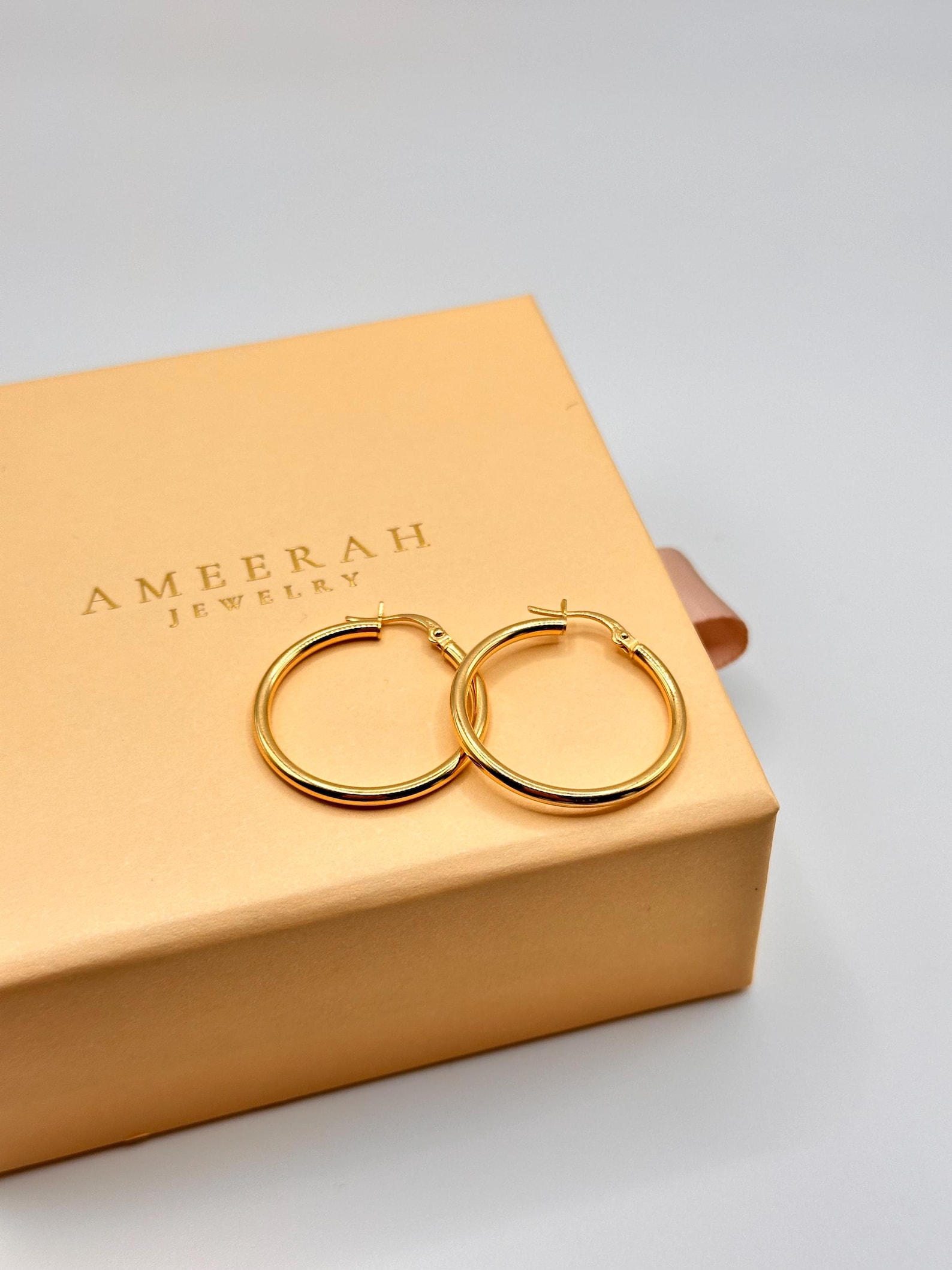 Hoop Earrings 18k Solid Yellow Gold Loop Earrings - Etsy