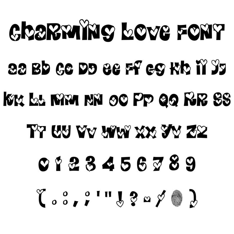 Valentine Font Bundle TTF/PNG/SVG, Heart Alphabet, Cute Font, Love ...