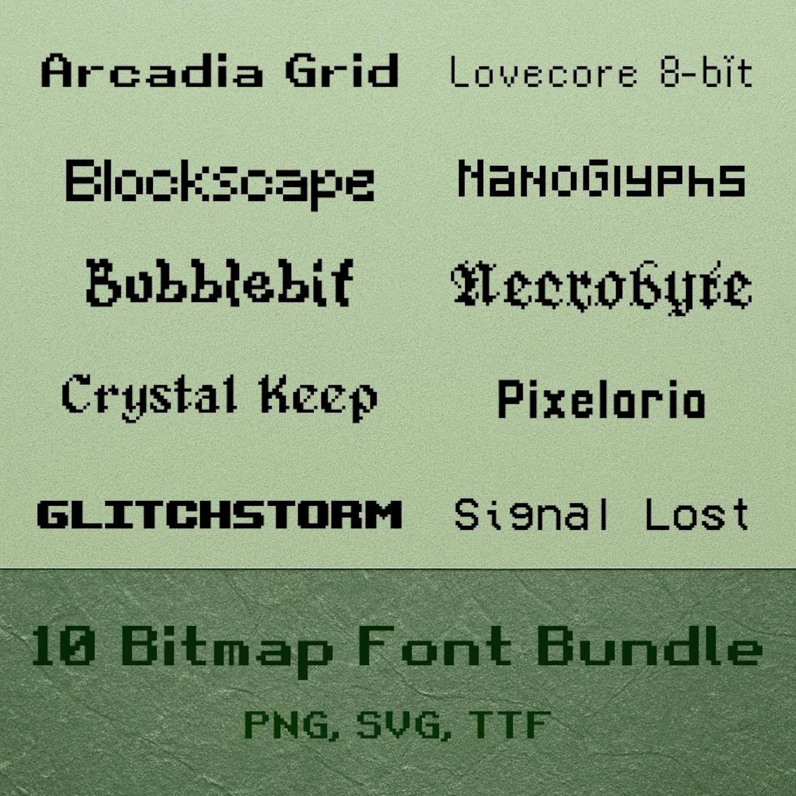 10 Retro Pixel Bitmap Fonts Bundle | 8-bit Gaming Fonts Pack | Arcade ...