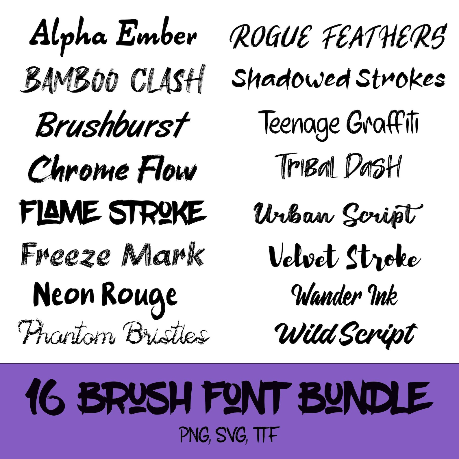 16 Brush Script Fonts Bundle – Hand-painted Letters & Numbers, Bold ...