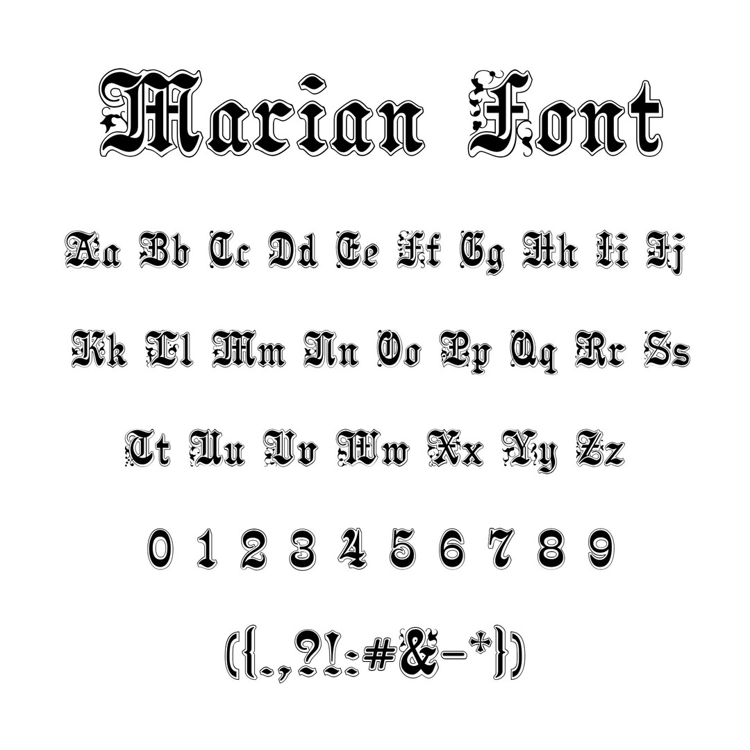 Marian Font TTF, SVG, PNG - Letters and Numbers, English Fonts, Cricut ...