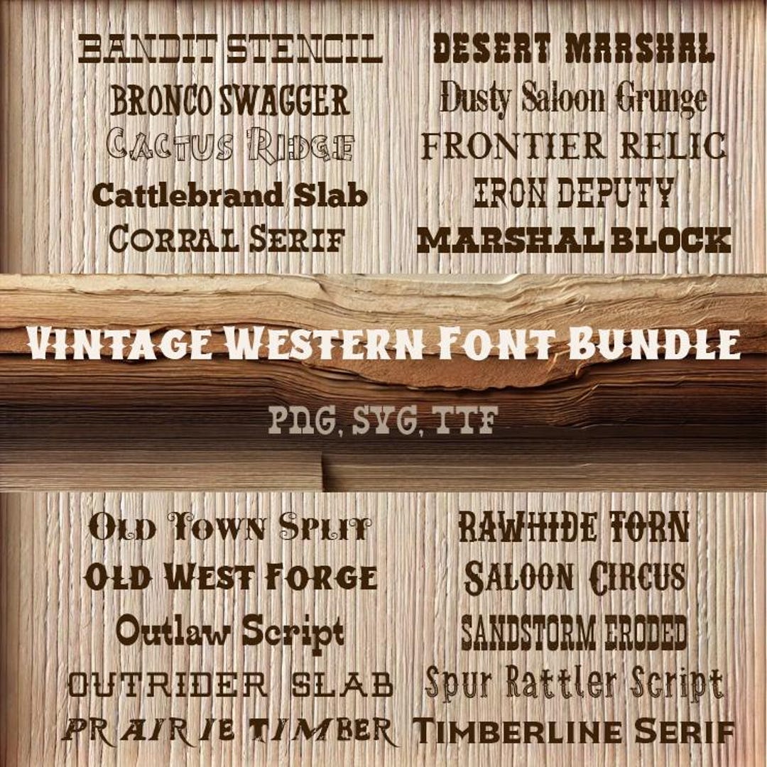 Vintage Western Font Bundle | 20 Rustic & Heritage Fonts | Cowboy ...