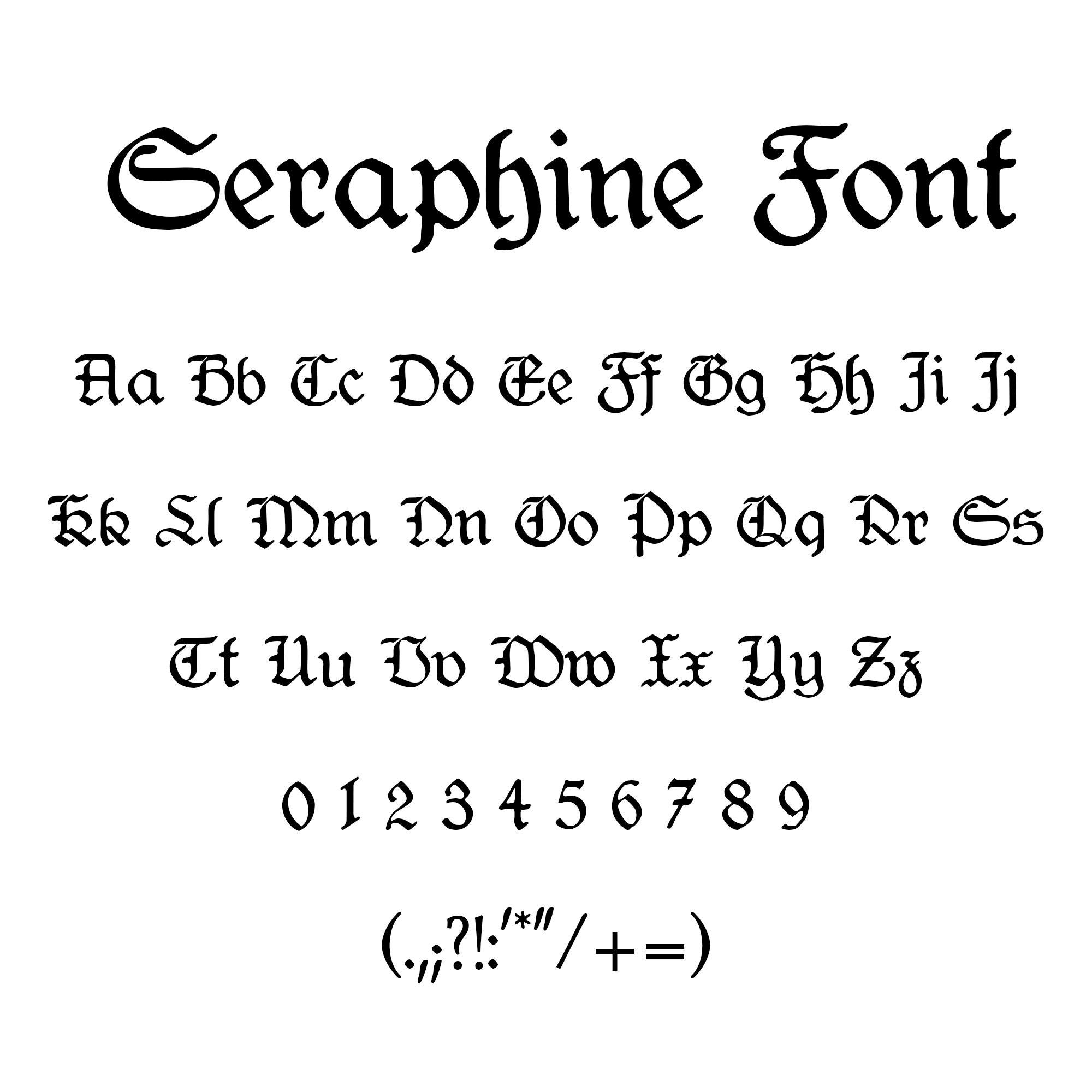 Seraphine Font TTF, SVG, PNG - Letters and Numbers, English Fonts ...