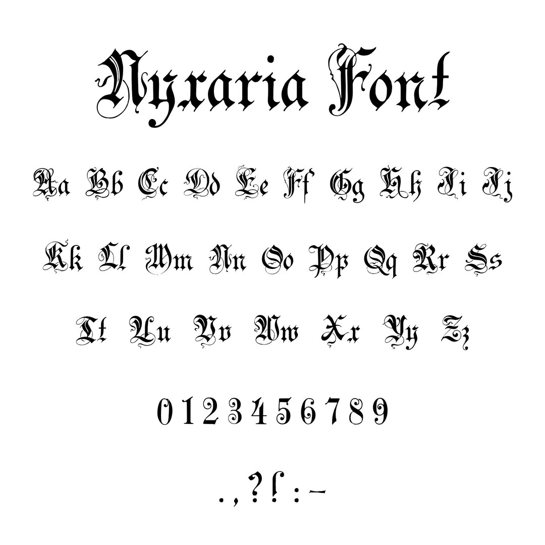 Nyxaria Font TTF, SVG, PNG - Letters and Numbers, English Fonts, Cricut ...