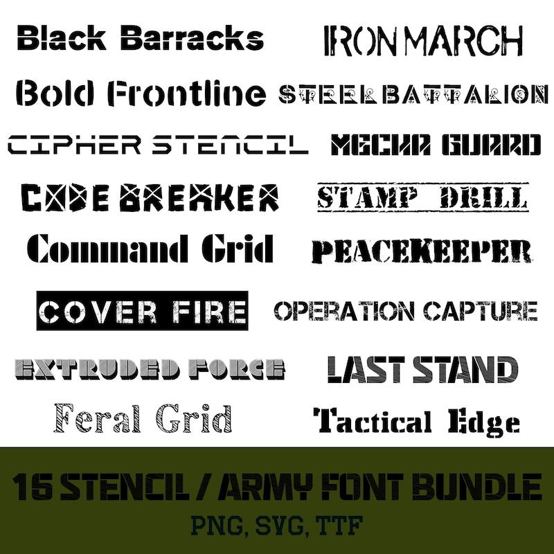 Military Fonts in Canva - Etsy