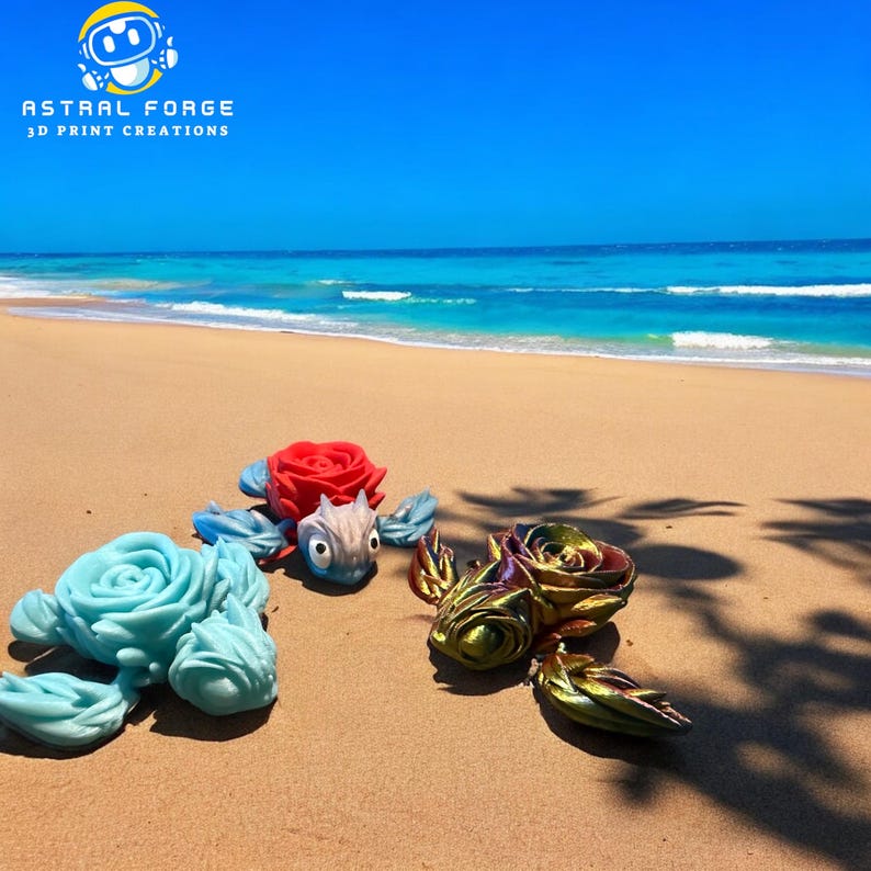 3D Printed Rose Turtle - Etsy