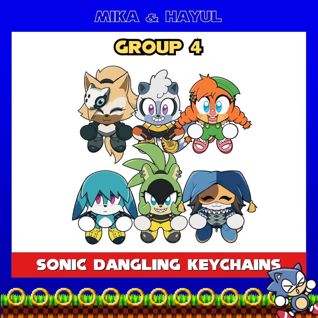 Sonic and Friends Dangling Acrylic Keychain: IDW Surge, Kit, Tangle ...