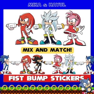 Sonic & Friends Silver Knuckles Amy Fist Bump Stickers - Etsy