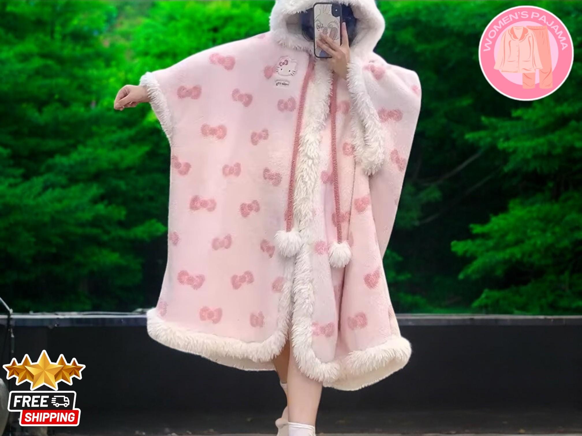 Women's Oversized Plush Pajama | Hooded Fleece Sleepwear | Cozy ...