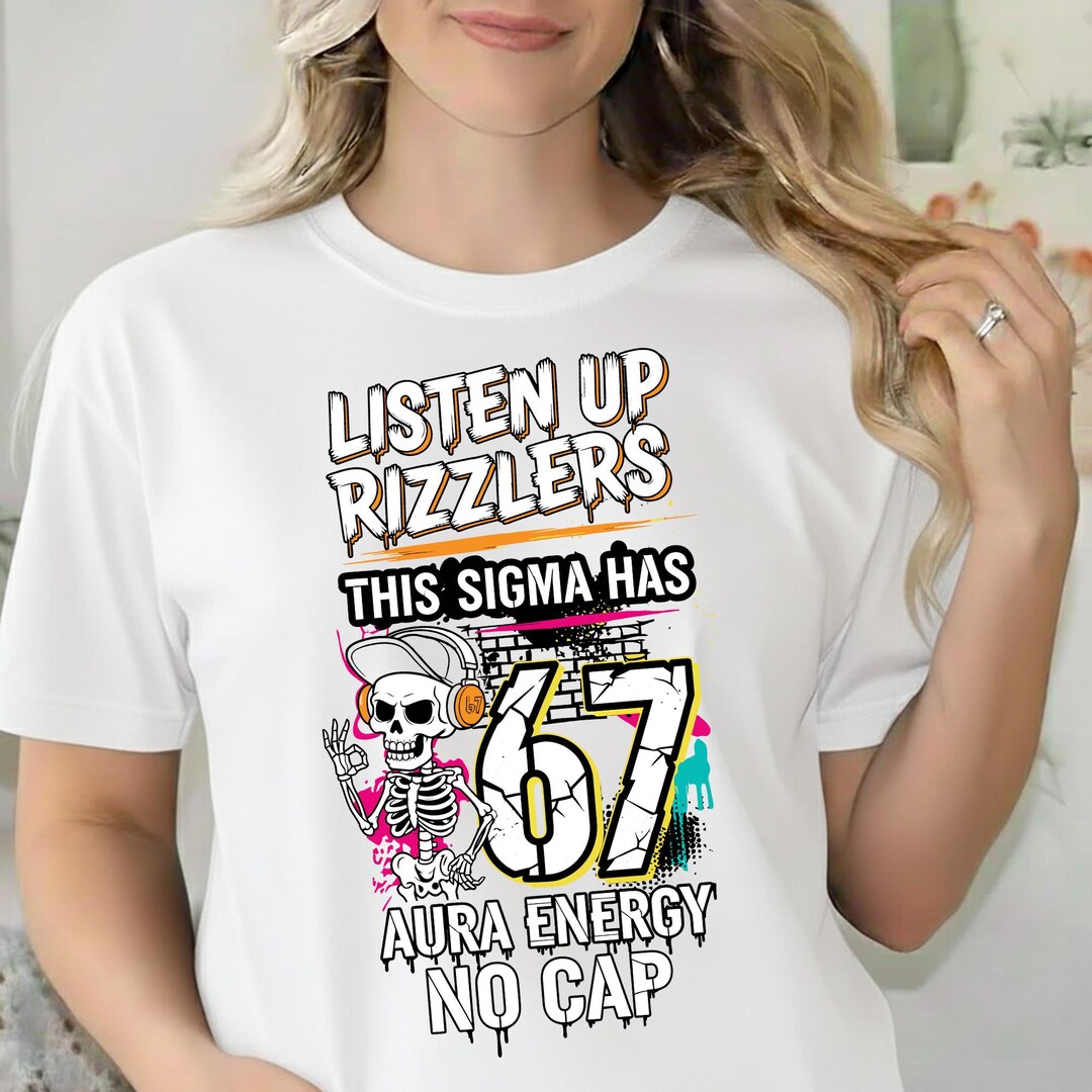 Skeleton Meme Gen Alpha Sigma Energy T-shirt, Listen up Rizzlers Tee ...