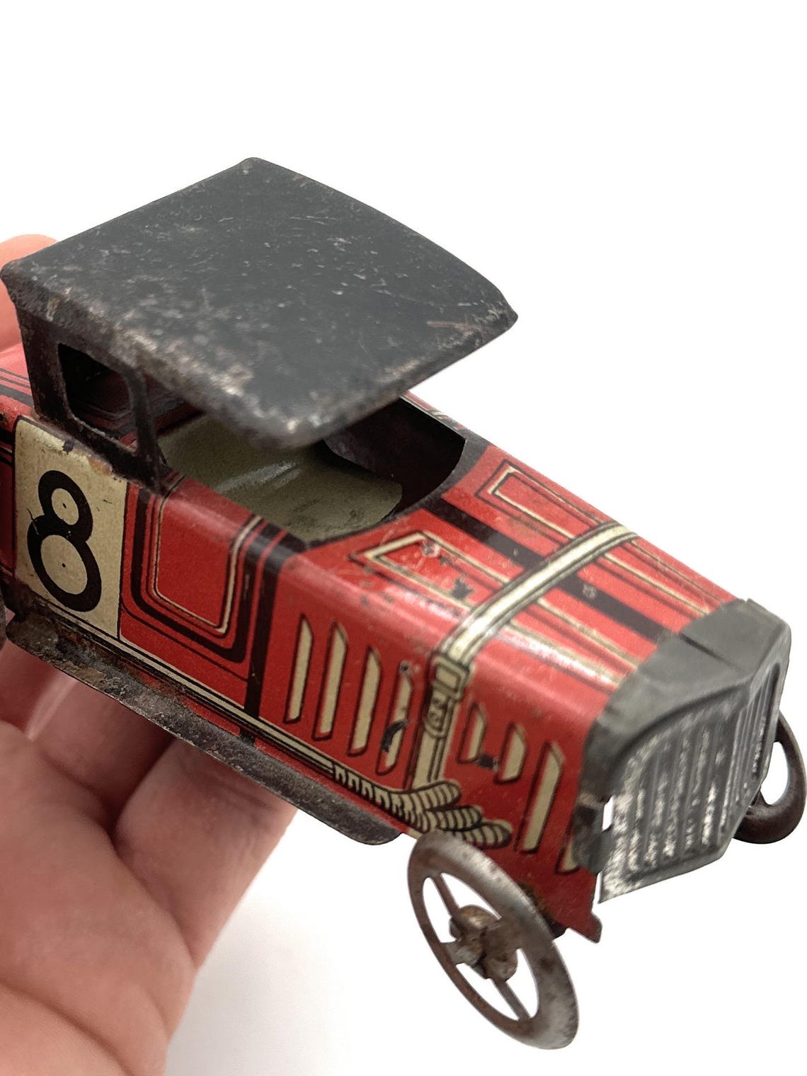 Antique Pre-war Rico #8 Boat Tail Racecar Penny Tin Toy - 4.5” Long - Etsy