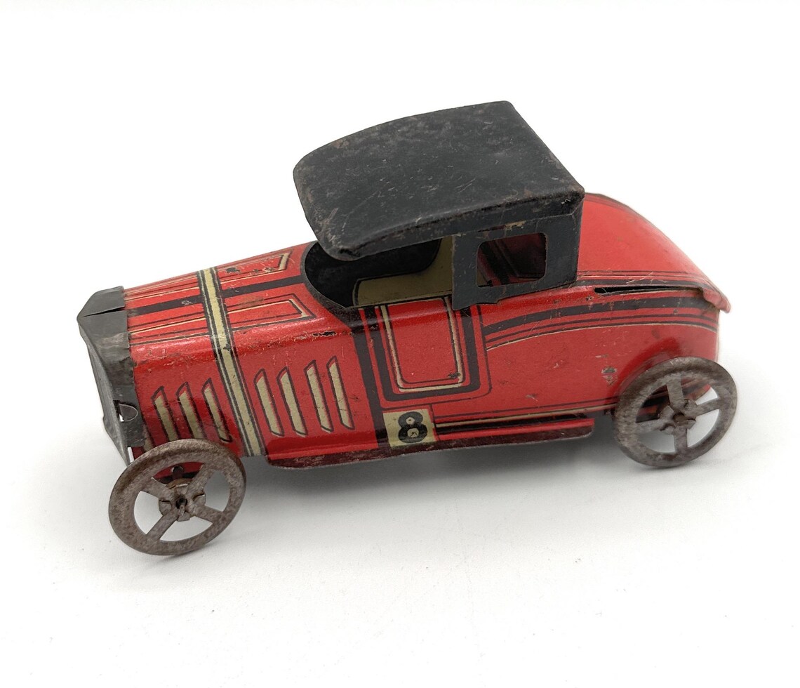 Antique Pre-war Rico #8 Boat Tail Racecar Penny Tin Toy - 4.5” Long - Etsy