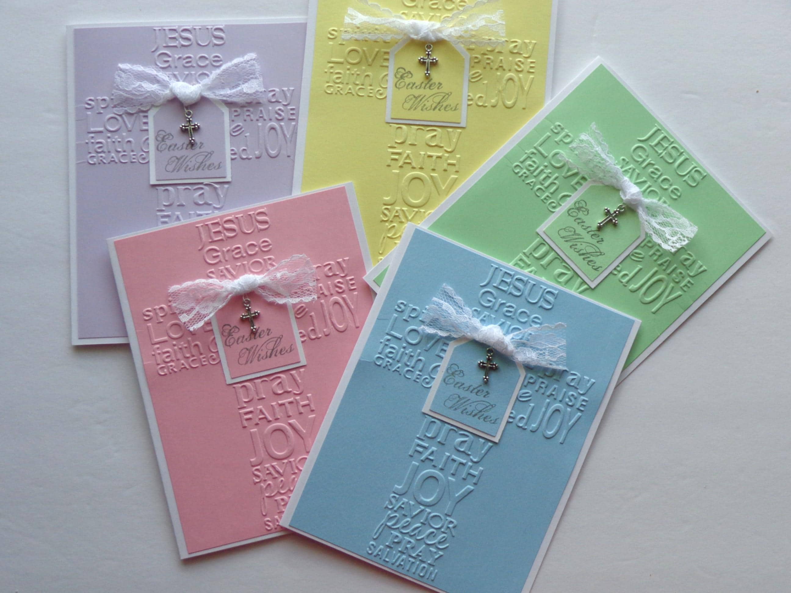 Easter Cards: Set of 5 Embossed Easter Wishes With Envelopes. - Etsy