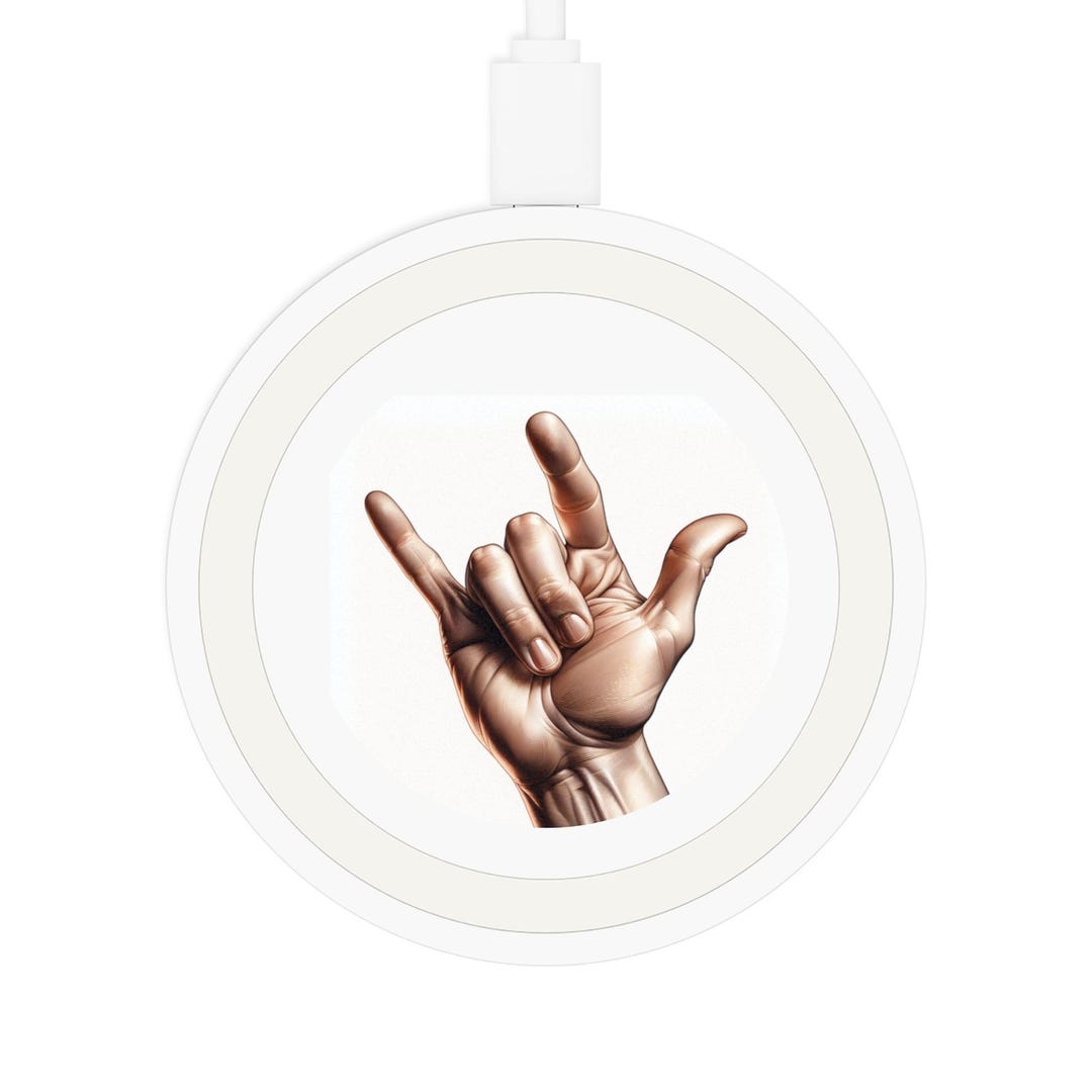 Wireless Charging Pad, I Love You Hand ASL Symbol Round Charger Mat ...