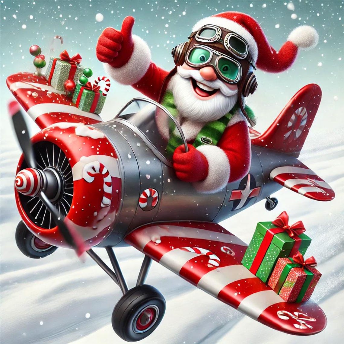 Funny Santa Flying Airplane Digital Print | Aviation Christmas Wall Art ...