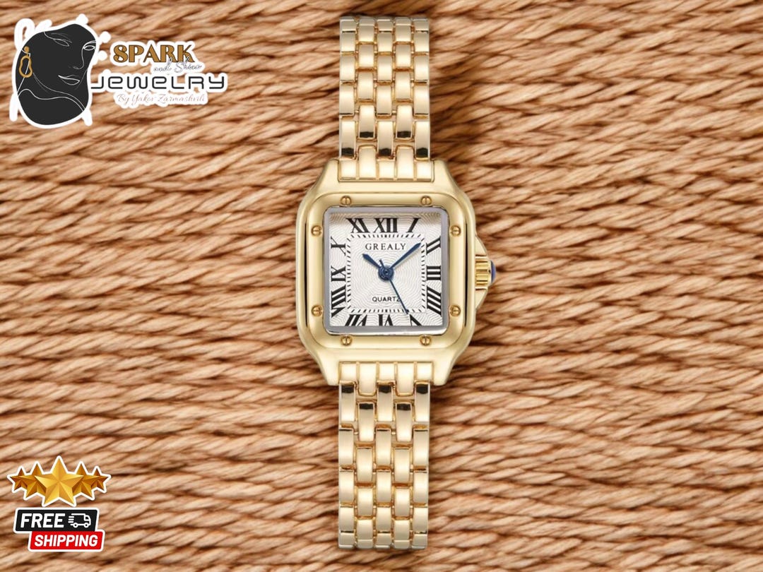 Retro Square Watch | Women’s Quartz Wristwatch | Gold-tone Design ...