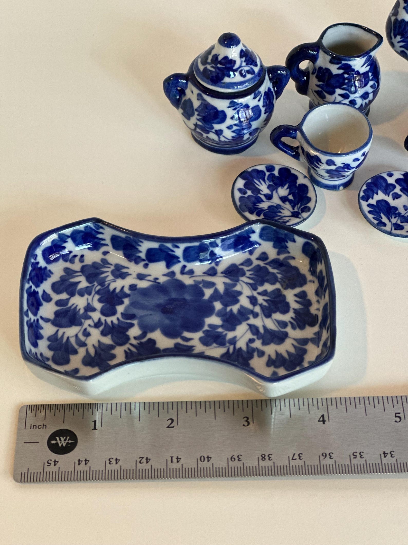 Vintage Floral Miniature Tea Set, 10 Pieces, Mid 20th Century, Made in ...
