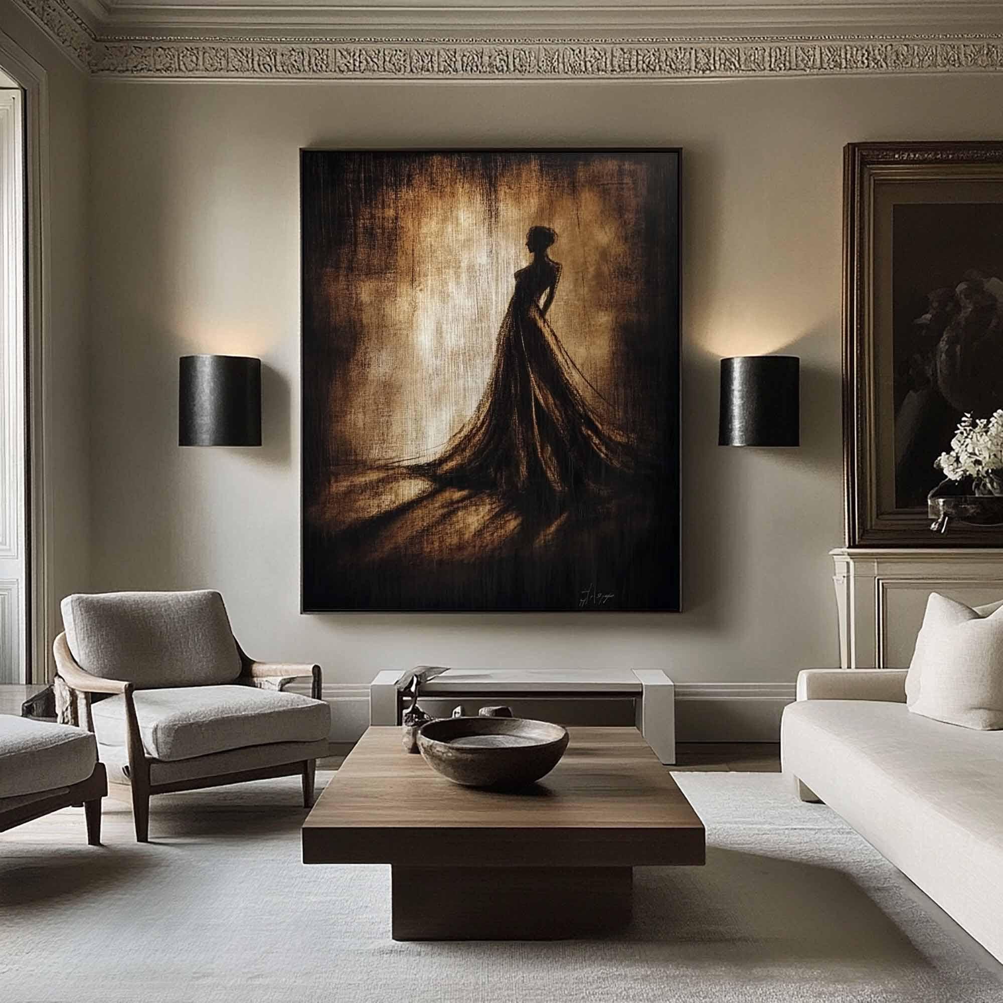 Abstract Painting of a Woman's Back Copper Abstract Art Beautiful ...