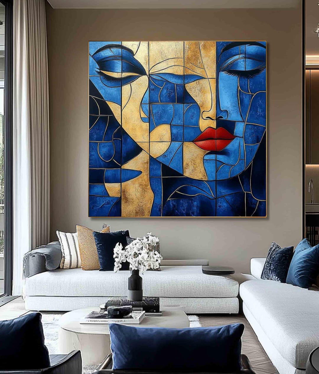 Blue-gold Abstract Painting Modern Abstract Art Can Be Hand-painted or ...