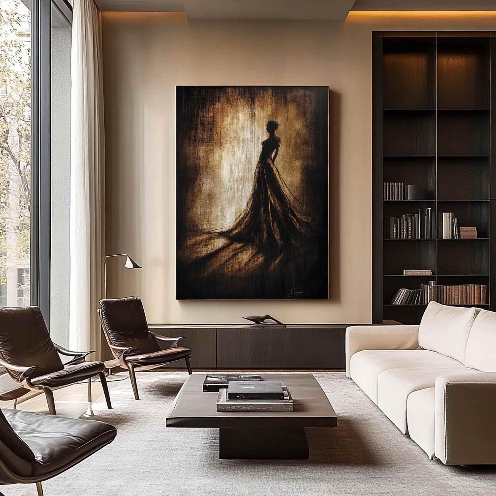 Abstract Painting of a Woman's Back Copper Abstract Art Beautiful ...