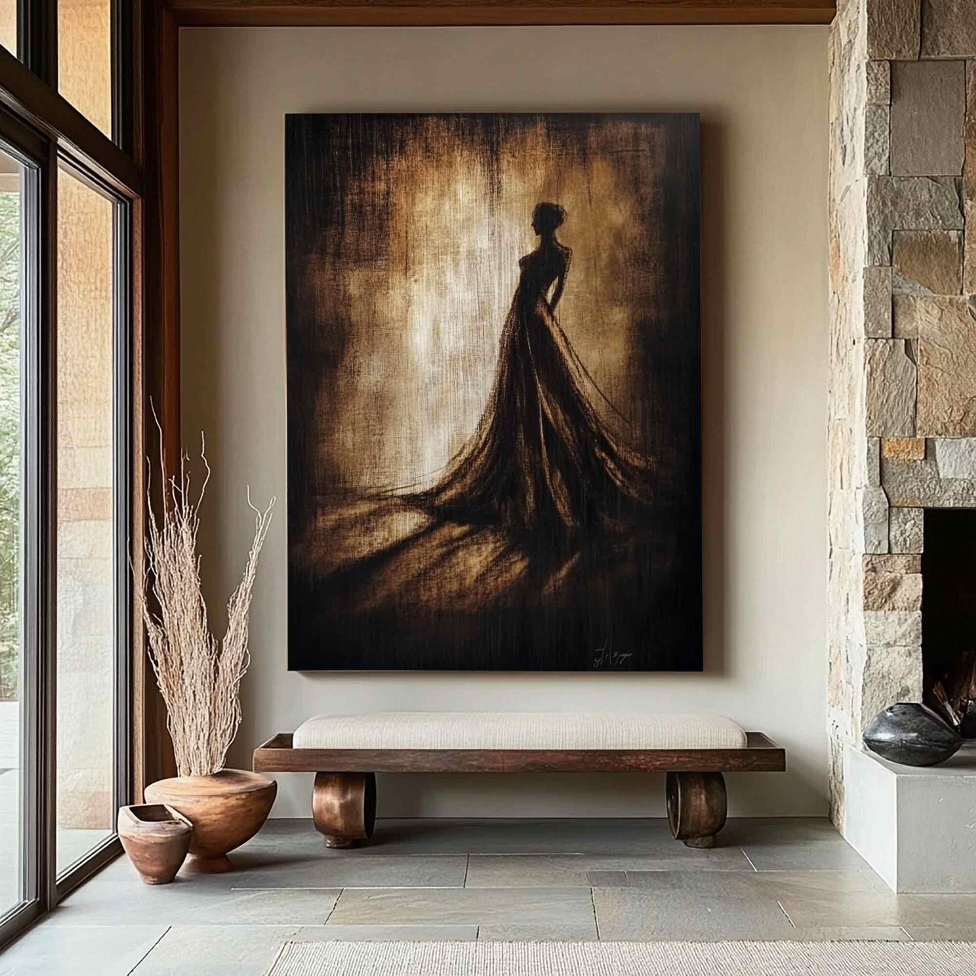 Abstract Painting of a Woman's Back Copper Abstract Art Beautiful ...