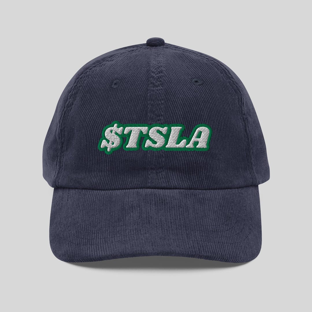 TESLA Custom Embroidered Vintage Corduroy Cap Dad Trucker Hat, Perfect ...