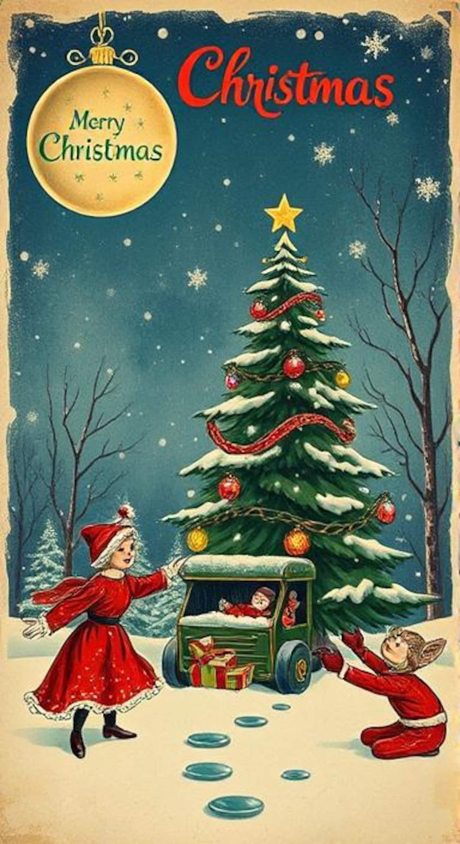 50 Vintage Retro Christmas Posters 2024 Wall Decor to Print - Etsy