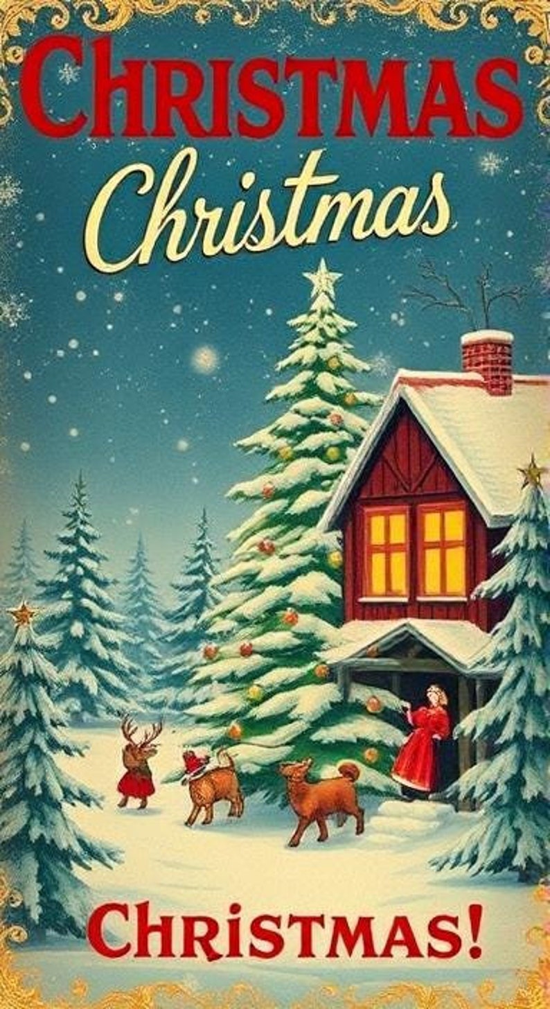 50 Vintage Retro Christmas Posters 2024 Wall Decor to Print - Etsy