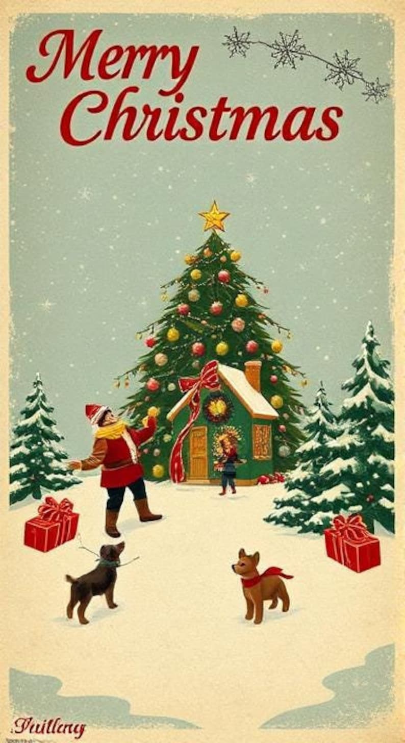 50 Vintage Retro Christmas Posters 2024 Wall Decor to Print - Etsy