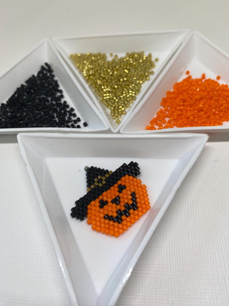 Handcrafted Beaded Pumpkin Keychain | Miyuki Delica Halloween Accessory ...