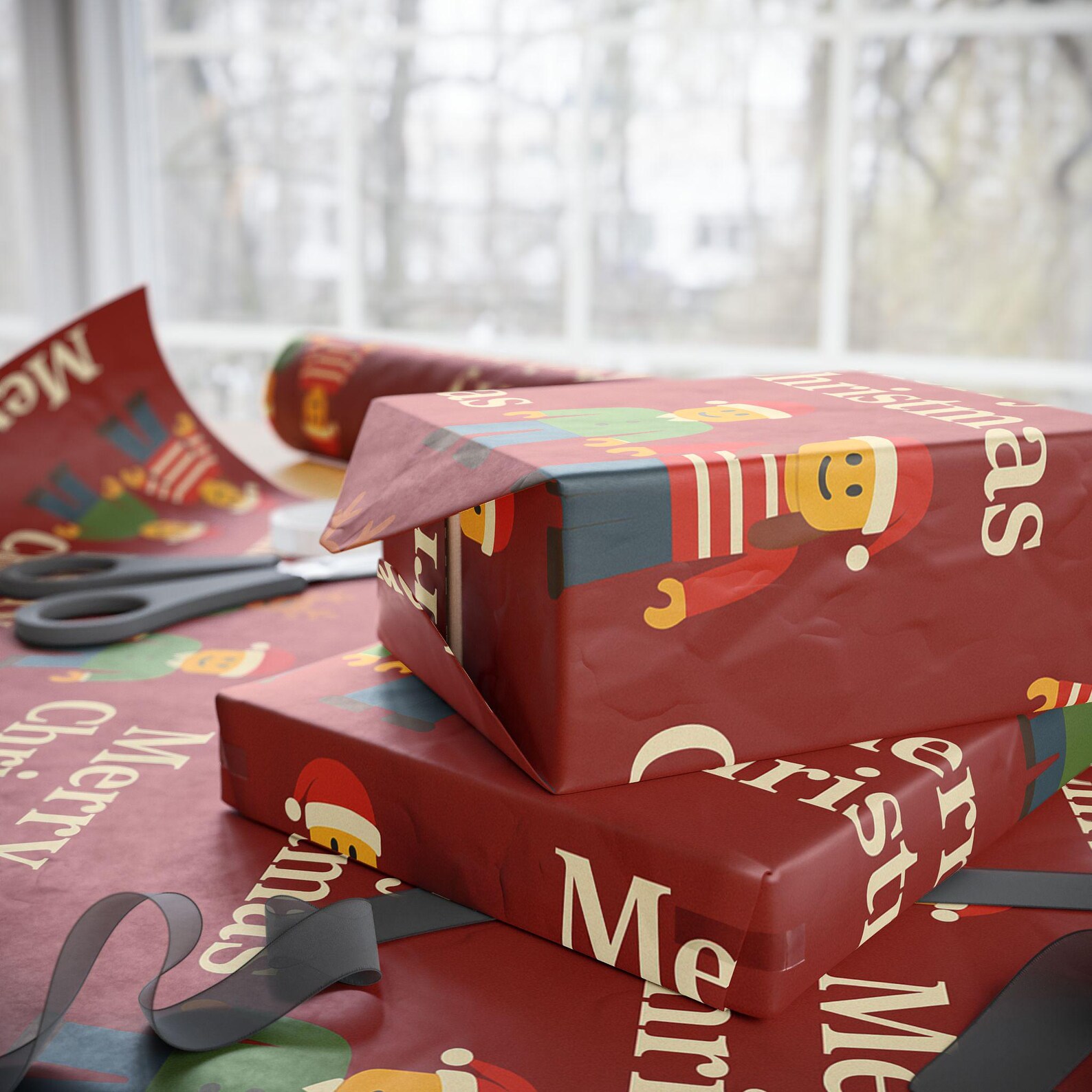 Block Character Christmas Wrapping Paper | Gamer Holiday Design - Etsy