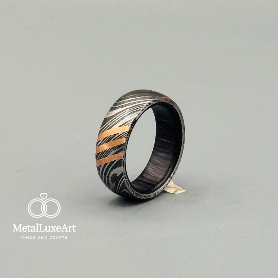 Simple Damascus Whisky Barrel With Copper Lining Ring Dome Damascus ...