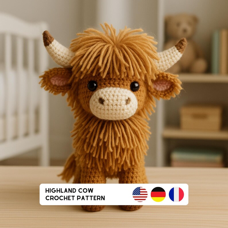 Highland Cow Crochet Pattern: Amigurumi Cow Tutorial (PDF Download En ...