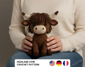 Highland Cow Crochet Pattern: Amigurumi Cow Tutorial (PDF Download En ...