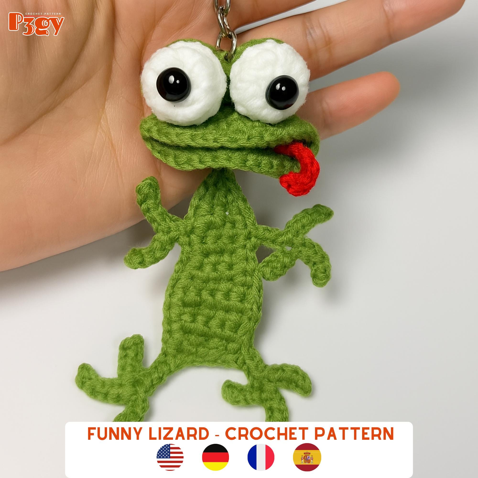 Funny Lizard Crochet Pattern: Amigurumi Keychain or Bookmark (PDF ...