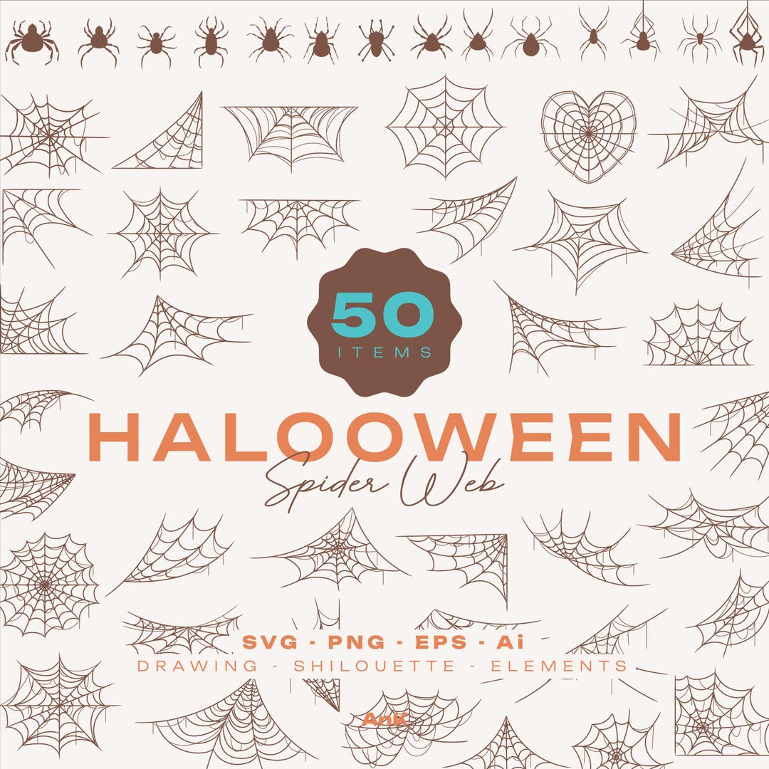 Halloween Spider Web Clipart: 50 SVG & PNG Files (digital Download) - Etsy