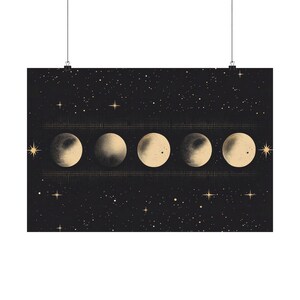 Celestial Poster, Moon Phases Art Print, Astronomy Wall Decor, Lunar ...