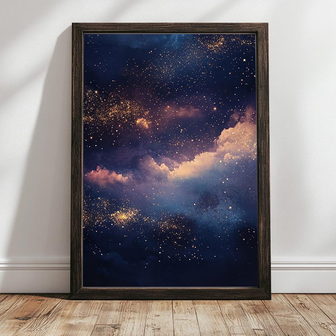 Celestial Astronomy Vertical Posters, Purple Blue Galaxy Prints, Lunar ...