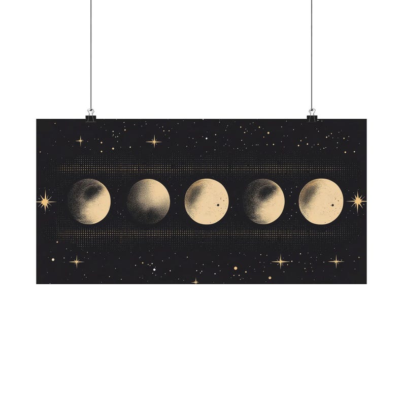 Celestial Poster, Moon Phases Art Print, Astronomy Wall Decor, Lunar ...