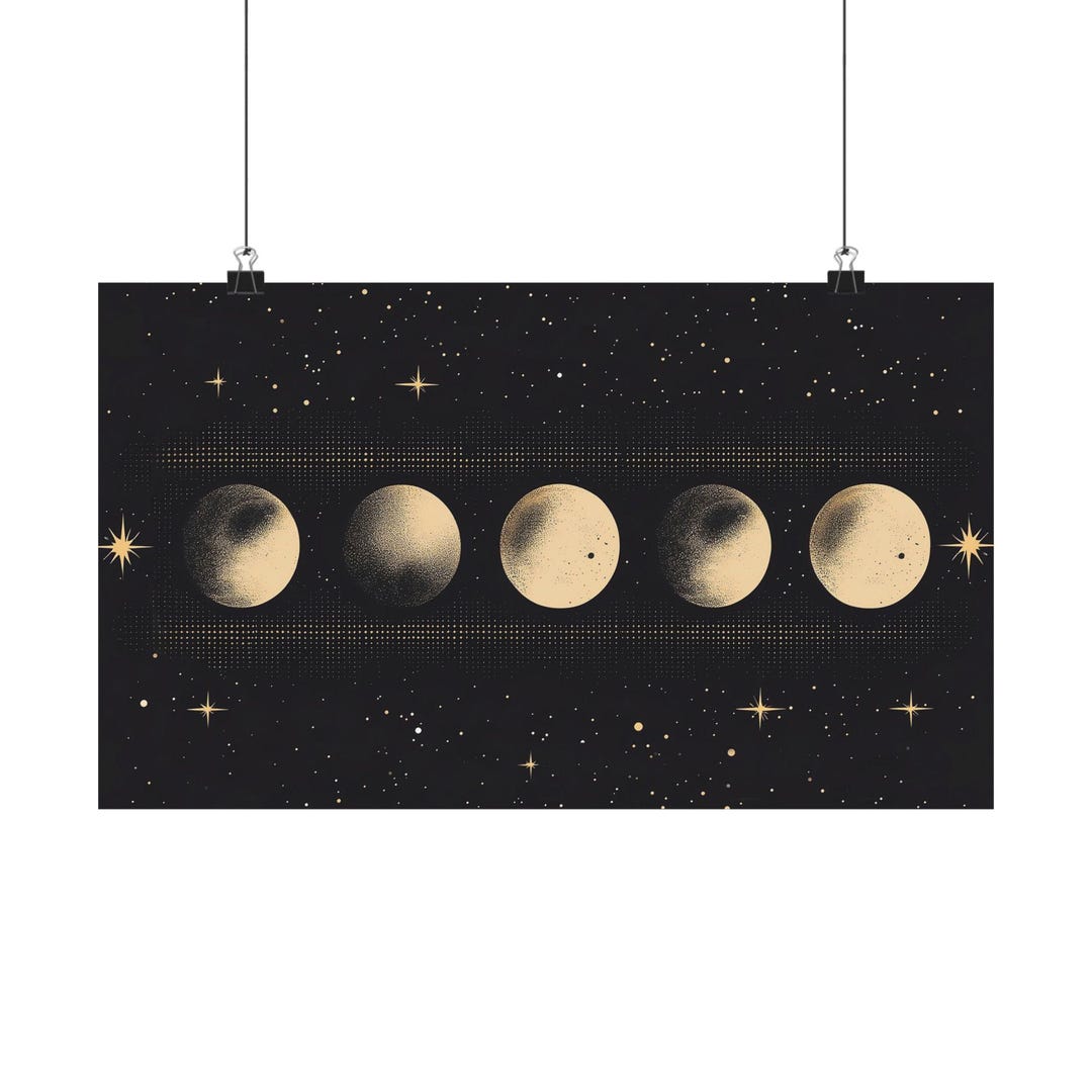 Celestial Poster, Moon Phases Art Print, Astronomy Wall Decor, Lunar Eclipse Night Sky Picture ...