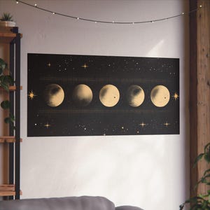 Celestial Poster, Moon Phases Art Print, Astronomy Wall Decor, Lunar ...