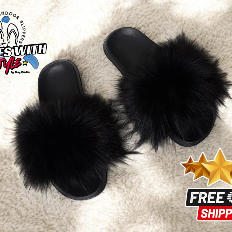Fluffy Slides - Etsy